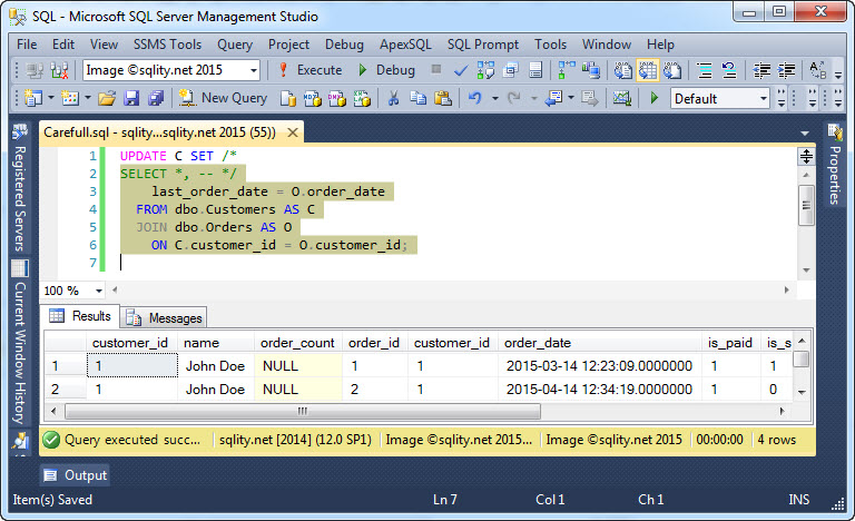 Ukryty Klejnot SQL Server UPDATE From SELECT Sqlity Mefics